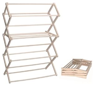 saving shepherd clothes drying rack - 52¾"h x 36" w folding maple wood amish handmade in lancaster, pa usa