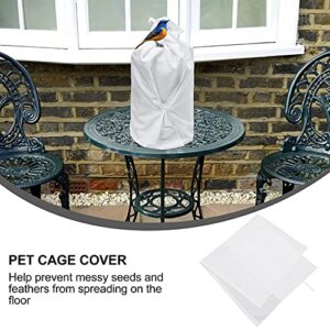 NUOBESTY Bird Cage Cover Shade Cloth Round Dome Cage Cover for Parakeets Lovebirds Budgies Finches Canary Small Bird Cage White