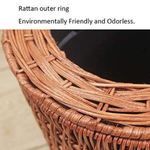 VREF Indoor Trash Can Wastebasket Rattan 8L Home Bedroom Kitchen Without Cover Pressure Ring Trash Can Waste Bin Garbage Can (Color : Brown)