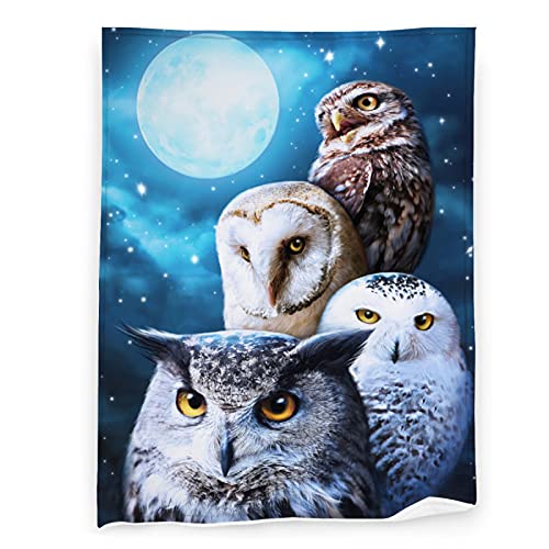 Owl Cute Throw Blanket Soft Lightweight Warm Flannel Comfort Gift Throws Bedding for Home Bed Sofa Couch Travel