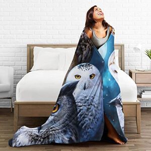 Owl Cute Throw Blanket Soft Lightweight Warm Flannel Comfort Gift Throws Bedding for Home Bed Sofa Couch Travel