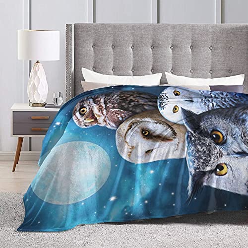 Owl Cute Throw Blanket Soft Lightweight Warm Flannel Comfort Gift Throws Bedding for Home Bed Sofa Couch Travel