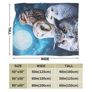 Owl Cute Throw Blanket Soft Lightweight Warm Flannel Comfort Gift Throws Bedding for Home Bed Sofa Couch Travel