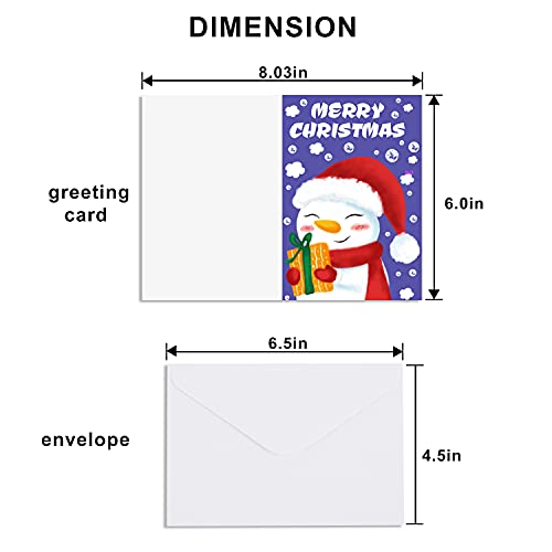 KIMOBER 36PCS Christmas Animal Greeting Cards with Envelopes,6 Assorted Designs Winter Holiday Cards for Kids & Adults