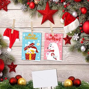 KIMOBER 36PCS Christmas Animal Greeting Cards with Envelopes,6 Assorted Designs Winter Holiday Cards for Kids & Adults