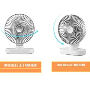 Vortex D77 White Adjustable Angle Shaking Head Quiet Air Supply Large Battery Capacity 4000mAH 4 Speed Modes Strong Wind Press Switch Rechargeable Fan