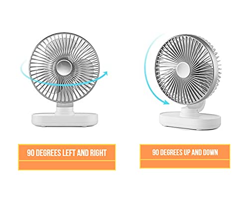 Vortex D77 White Adjustable Angle Shaking Head Quiet Air Supply Large Battery Capacity 4000mAH 4 Speed Modes Strong Wind Press Switch Rechargeable Fan