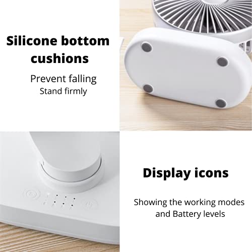 Vortex D77 White Adjustable Angle Shaking Head Quiet Air Supply Large Battery Capacity 4000mAH 4 Speed Modes Strong Wind Press Switch Rechargeable Fan