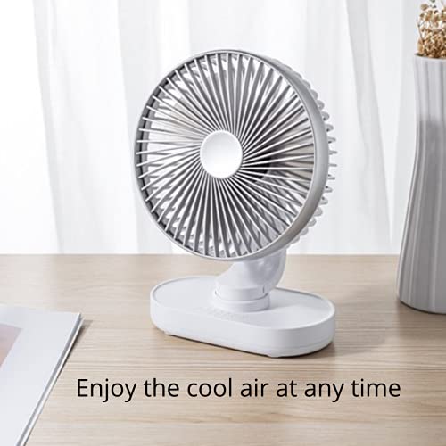 Vortex D77 White Adjustable Angle Shaking Head Quiet Air Supply Large Battery Capacity 4000mAH 4 Speed Modes Strong Wind Press Switch Rechargeable Fan