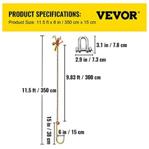 VEVOR J Hook Chain, 5/16 in x 10 ft Bridle Tow Chain, G80 Bridle Transport Chain, Alloy Steel Chain with 2 G70 J Hooks, 9260 Lbs Break Strength Tow Hooks for Trucks, J Hooks Towing Straps 2PCS