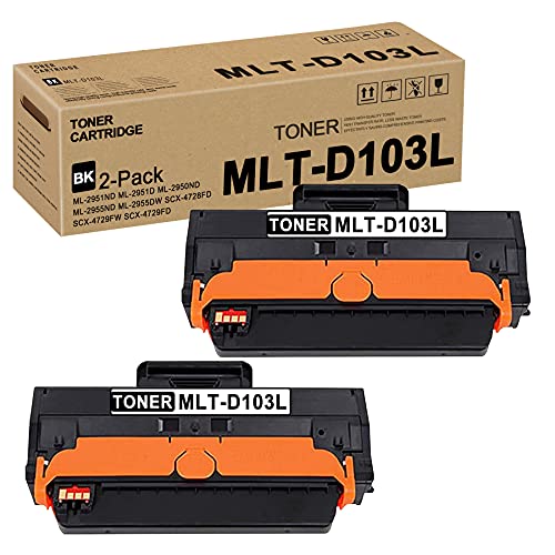 MLT-D103L D103S Toner Cartridge (Black,2 Pack) Replacement for ML-2951ND 2951D 2950ND 2955ND 2955DW SCX-4728FD 4729FW 4729FD Toner Printer