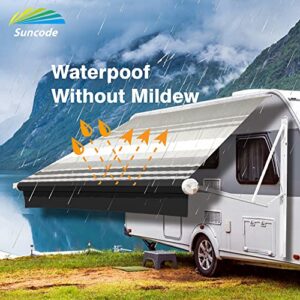 Suncode RV Awning Fabric Replacement Waterpoof Universal Outdoors Canopy for Camper,Trailer,and Motorhome Awning Replacement Premium Grade Vinyl RV Canopy Replacement 20'(Fabric 19'2") Black Strip