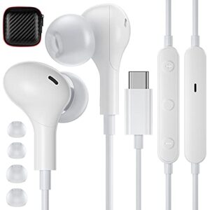 usb c headphones for samsung s23 s22 ultra,magnetic hifi stereo usb type c earphones wired earbuds with mic noise isolation for ipad pro ipad air 5 4 mini 6 galaxy s21 s20 flip pixel 7 6 6a oneplus 10