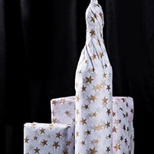 CC wonderland zone White and Gold Star Premium Tissue Paper,Perfect for Christmas, Wedding, Art Craft Idea, Party Favors Goody Bags,50 Sheets,20" x 28"Each