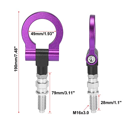 X AUTOHAUX Purple Aluminum Alloy Front Bumper Trailer Ring Eye Towing Tow Hook Screw for BMW 325i 335i 550i 125i 120i 330i 318i 530i