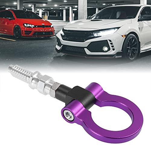 X AUTOHAUX Purple Aluminum Alloy Front Bumper Trailer Ring Eye Towing Tow Hook Screw for BMW 325i 335i 550i 125i 120i 330i 318i 530i