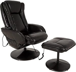 jc home drammen massaging leather recliner and ottoman with leather-wrapped base,chocolate