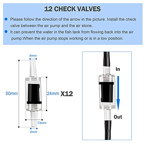 Saricho Aquarium air Pump Accessories Set-9.84/26.25/101.71 feet Aquarium Airline tubing Hose,Check valves,air Stones and connectors of I,L,T Shape (101.71feet Hose 12stone 12check Valve 18connector)