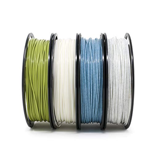 Gizmo Dorks PLA 3D Printer Filament 3mm (2.85mm) 200g, 4 Color Sample Pack - Marble, Glitter Blue, Glow Green, Change Green Yellow