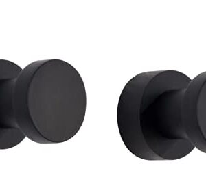 Premium Designer Towel Hooks - Matte Black Bathroom Hook Wall Towel Hooks (2 Pack) - Coat Hooks, Heavy Duty Robe Hook Holder for Bathroom, Kitchen, Home,, Office & Cabinet (Matte Black Round