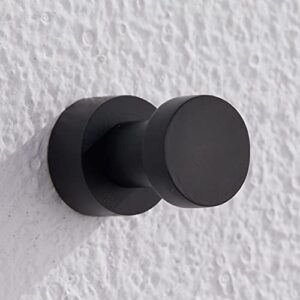 Premium Designer Towel Hooks - Matte Black Bathroom Hook Wall Towel Hooks (2 Pack) - Coat Hooks, Heavy Duty Robe Hook Holder for Bathroom, Kitchen, Home,, Office & Cabinet (Matte Black Round