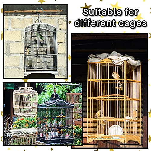 Large Bird Cage Cover Birdcage Nylon Mesh Net Cover Seed Feather Catcher Twinkle Star Universal Birdcage Cover Bird Seed Guard Skirt for Parakeet Macaw African Round Square Cage (Black, XL)