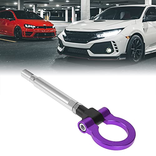 X AUTOHAUX Purple Aluminum Alloy Front Bumper Trailer Ring Eye Towing Tow Hook Screw for Subaru Impreza WRX BRZ