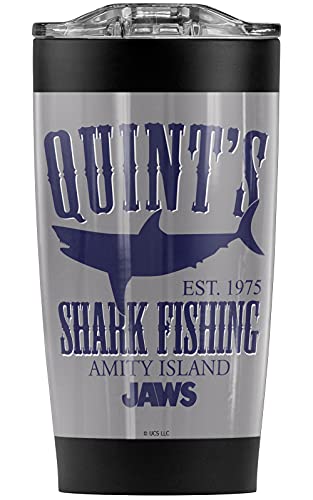 Logovision Jaws Quints Stainless Steel Tumbler 20 oz Coffee Travel Mug/Cup, Vacuum Insulated & Double Wall with Leakproof Sliding Lid | Great for Hot Drinks and Cold Beverages