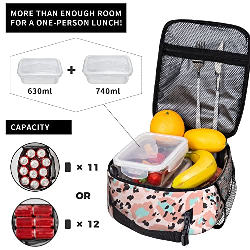 PrelerDIY Leopard Rosettes Lunch Box - Insulated Lunch Bags for Women/Men/Girls/Boys Detachable Handle Lunchbox Meal Tote Bag