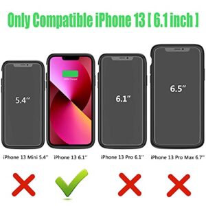 Battery Case for iPhone 13, 7000mAh Slim Portable Rechargeable Smart Protective Battery Pack Cover Power Bank Charging Case Compatible with iPhone 13 (6.1 inch) Extended Battery Charger Case (Black)