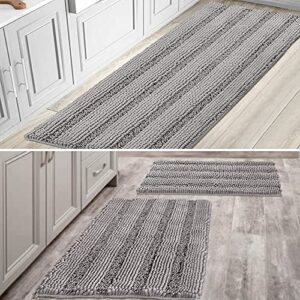 h.versailtex item striped chenille rug pack 2-20" x 32"/17" x 24" and pack 1-59" x 20" bundle, dove