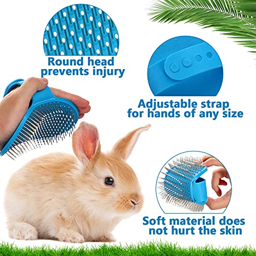 4 Pieces Bunny Grooming Kit with Bunny Grooming Brush Comb Pet Hair Remover Nail Clipper File Pet Shampoo Bath Brush with Adjustable Handle Pet Bath Grooming Set for Bunny Hamster Bunny Guinea Pig