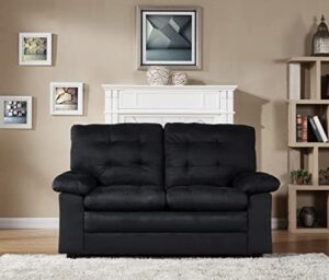 urban home furniture urban home loveseat padded arms, black microfiber love seats