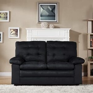 Urban Home Furniture Urban Home Loveseat Padded Arms, Black Microfiber Love Seats