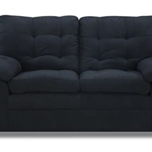 Urban Home Furniture Urban Home Loveseat Padded Arms, Black Microfiber Love Seats