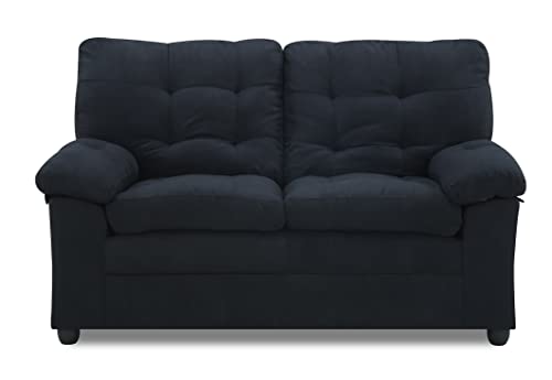 Urban Home Furniture Urban Home Loveseat Padded Arms, Black Microfiber Love Seats