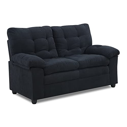 Urban Home Furniture Urban Home Loveseat Padded Arms, Black Microfiber Love Seats