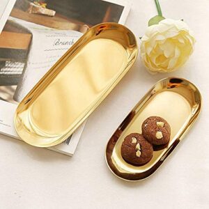 2 Pcs Gold Stainless Steel Towel Tray Storage Tray Decorative Tray Jewelry Tray Trinket Dish Plate Tea Tray Fruit Trays Cosmetics Jewelry Organizer