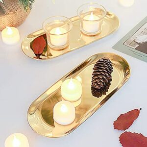 2 Pcs Gold Stainless Steel Towel Tray Storage Tray Decorative Tray Jewelry Tray Trinket Dish Plate Tea Tray Fruit Trays Cosmetics Jewelry Organizer