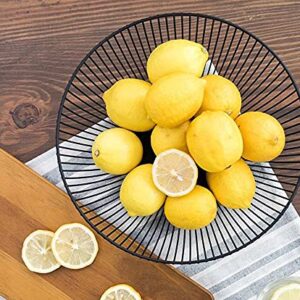 7UYUU Metal Wire Countertop Fruit Bowl Basket Holder for Kitchen | Black Modern Home Storage Decor Stand - 11 Inch (Round C)