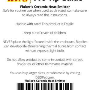 Fluker's Ceramic Heat Emitter for Reptiles 100W - Includes Attached DBDPet Pro-Tip Guide