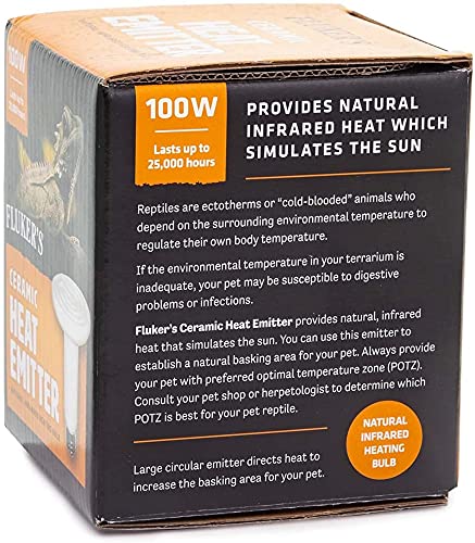 Fluker's Ceramic Heat Emitter for Reptiles 100W - Includes Attached DBDPet Pro-Tip Guide