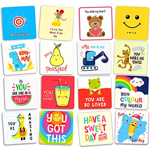 JOACHIO Lunch Box Notes for Kids, Inspirational and Motivational 60 Pieces Cards Lunch Notes for Girls, Boys, Child & Teens School Lunchbox, 3.5'' x 3.5'', Bring Jokes and Funny Puns