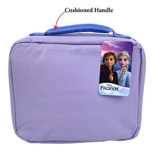 Disney Frozen 2 Lunch Box with Princesses Elsa and Anna - Soft Insulated Lunch Bag for Girls, Purple