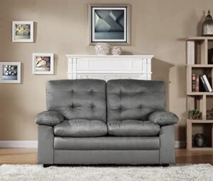 urban home furniture urban home loveseat padded arms, grey microfiber love seats