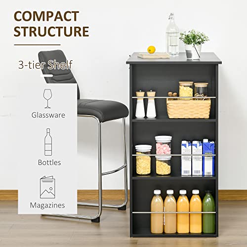 HOMCOM Modern Bar Table Counter Height Dining Table with 3 Storage Shelves for Kitchen, Dining Room, Living Room, Black