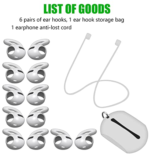 GWAWG 6 Pairs AirPods Pro Ear Hooks [Added Storage Pouch] Covers Anti-Slip Ear Covers Accessories Compatible with Apple AirPods Pro Silicone Material