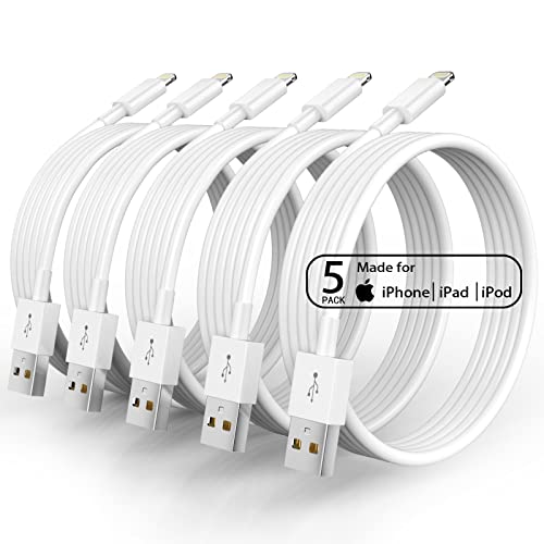 5 Pack(10FT)[Apple MFi Certified] iPhone Charger Long Lightning Cable Fast Charging iPhone Charger Cord Compatible iPhone 14/14 Pro Max/13 Pro Max/12/11 Pro Max/Mini/XS MAX/XR/XS/X/8/7/Plus/6 iPad