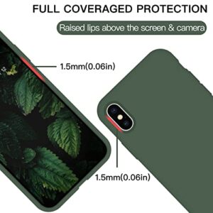 ZVastt iPhone X Case, iPhone Xs Case Liquid Silicone Gel Rubber Slim Phone Case Soft Anti-Scratch Durable Microfiber Lining Full Body Shockproof Protective Cover for iPhone Xs/X 5.8", Forest Green