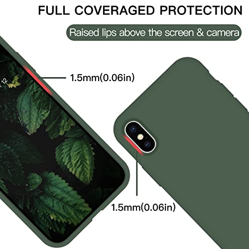 ZVastt iPhone X Case, iPhone Xs Case Liquid Silicone Gel Rubber Slim Phone Case Soft Anti-Scratch Durable Microfiber Lining Full Body Shockproof Protective Cover for iPhone Xs/X 5.8", Forest Green